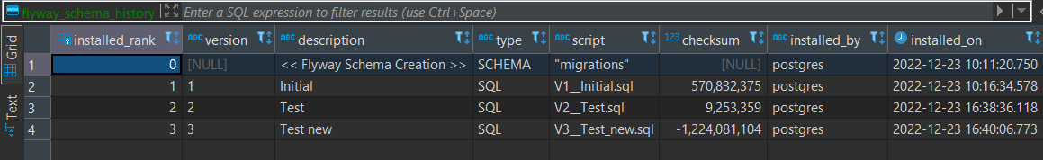 flyway schema history